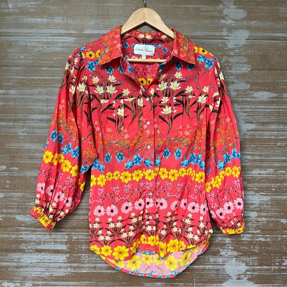 Cara Cara | Tops | Cara Cara Bella Top Button Down Floral Boho Preppy ...